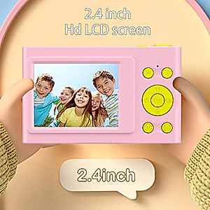 Kids Camera for Boys and Girls Digital Camera with Memory Card 16X Zoom Vlogging Camera 1080P Video Recorder with Multiple Unique Functions Great Birthday Electronic Toys for Children (Pink 32GB)