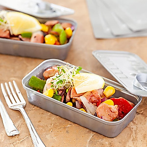 Restaurantware 2 oz Rectangle Silver Plastic Tin Can - with Lid - 4" x 2" x 1" - 20 count box