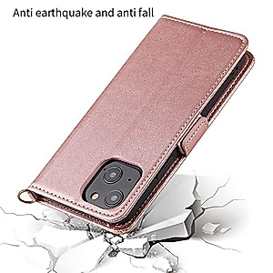 FEPULI iPhone 13 Wallet Flip Case, iPhone 13 Case 6.1 inch with [Shockproof TPU Interior Case] Credit Card Holder, PU Flip Folio Book Full Body Protection iPhone Case Wallet for iPhone 13 (Pink)