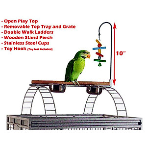 Large Elegant and Durable Play Top Bird Cage Parrot Finch Macaw Cockatoo Bird Wrought Iron Cage (Black Vein)