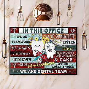 Leggef Funny Bathroom Bar Garden Terrace Retro Metal Tin Sign Wall Decoration Dentist in This Office We are Dental Team Best Farmhouse Decor Gift for Women Men Friends 8inchx12inchinch 8 x 12 inches