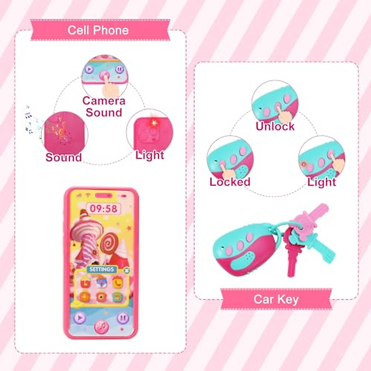 Play Purse Toys for Little Girls, Toddler Purse with Accessories, Princess Pretend Play Toy - Little Girl Toy Purses Birthday Gifts for 3 4 5 6 7 8 Year Old Girls