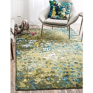 Unique Loom Jardin Collection Colorful, Vibrant, Abstract, Modern Area Rug, 5 x 8 ft, Green/Olive