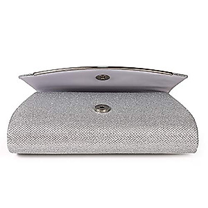 NC ZHANNI Silver Evening Bag Clutch Purses for Women Ladies Sparkling Party Handbag Wedding Bag Prom Clutch With Detachable Chain (Silver)