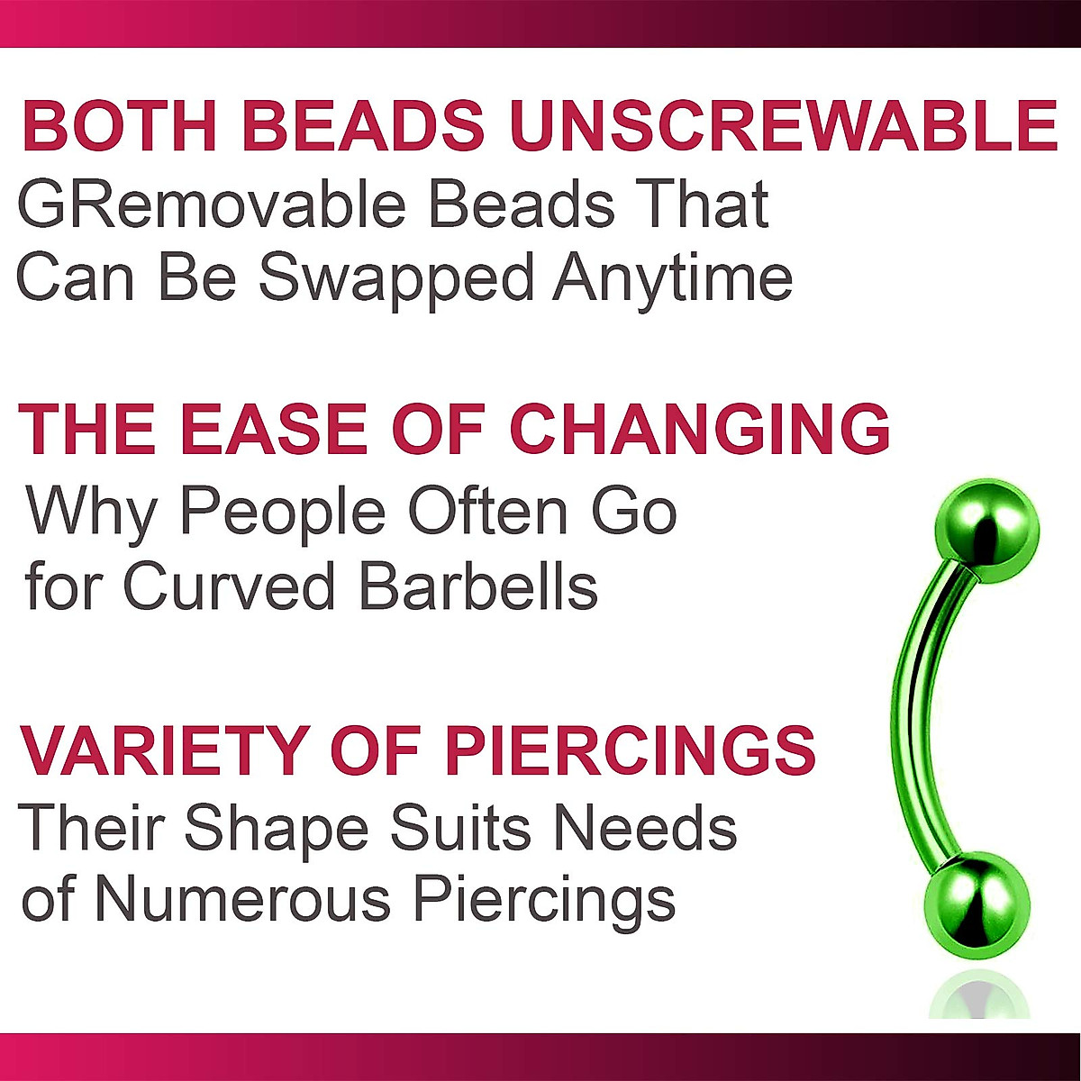 bodyjewellery 2pcs 16g Curved Barbell Bar Green Titanium Eyebrow Cartilage Helix Conch Ring Bar Stud Rook Lip Earrings Tragus B2MCH