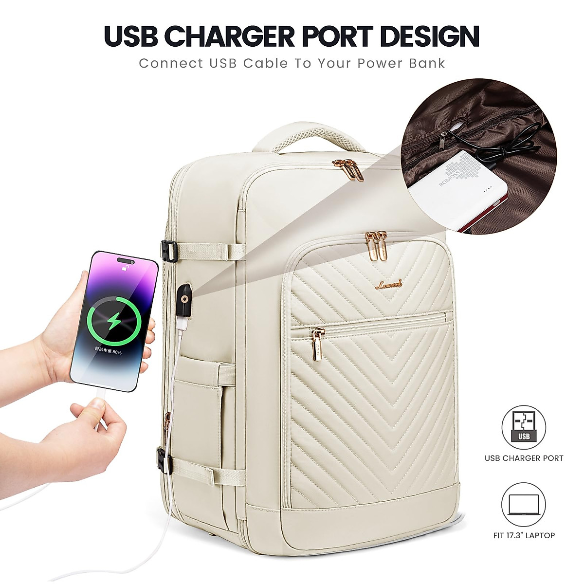 LOVEVOOK Travel Backpack,Carry On Backpack Flight Approved with Toiletry Bag,Expandable Large Laptop Backpack Women Waterproof Backpack Fit 17.3 Inch with USB Charging Port Shoes Compartment