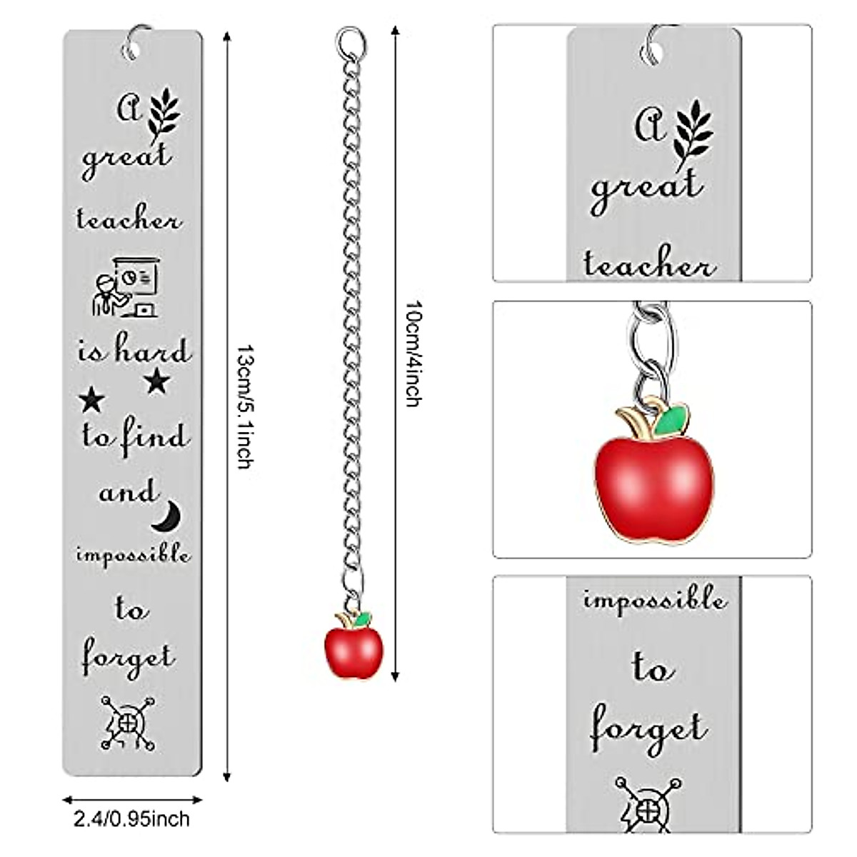 5 Pieces Teacher Bookmark Thank You Bookmark with Pendant Classic Graduation Teacher Bookmark Christmas Present for Teacher Graduation Present (Teaching is A Work Style)