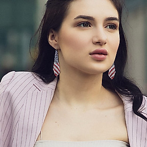 Madison Tyler Americana Collection USA Stars | Stripes Flag Chain Stud Earrings for Women