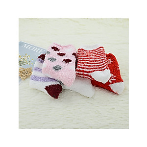 Century Star Womens Fuzzy Socks Soft Fluffy Socks Warm Cozy Socks Sports Athletic Socks Winter Gifts Socks For Christmas 5 Pairs Red Set One Size