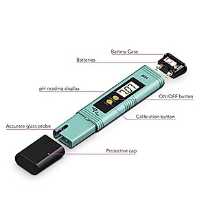 PH Meter with Automatic Calibration | 7Pros Digital Water Tester, Built-in ATC, 6 pH Calibration Packets, Great Tool to Test PH of Hydroponics, Kombucha, Wine, Drinking Water (Blue)