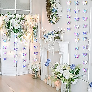 3D Butterfly Hanging Garlands Butterfly Laser Paper Party Streamers Decoration for Wedding Home Party Birthday Decorations Butterfly Baby Shower Decorations (4 Pieces)