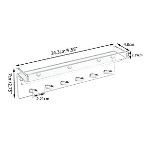 YUEHUA Magnetic Key Holder for Refrigerator, Acrylic Wall Mounted Key Rack with Mail Organizer for Home, Adhesive Key & Mail Holder Hanger - 6 Hooks (Clear)