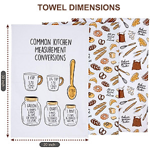 Flour Sack Tea Towels for Kitchen & Pantry, Oversized 20x30 inch with Conversion, Bread & Baking Tools, Cute Dish Towels, 100 Percent Cotton Kitchen Towel Set, Ideal Housewarming Gift New Home