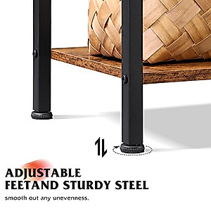 WLIVE Nightstands Set of 2, Bedside Tables with Adjustable Wooden Drawer, 2-Tier Night Stands for Couch, Bed, Sofa, End Table Side Table for Bedroom, Living Room, Rustic Brown