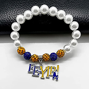 Youngsome SIGMA GAMMA RHO sorority society Personality EEYIP enamel metal pendant white simulated pearl bead bracelet