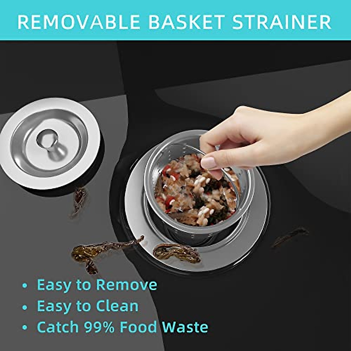 GETPRO Kitchen Sink Drain Strainer 3-1/2 Inch Sink Strainer Assembly Kit 304 Stainless Steel Removable Deep Waste Basket and Sealing Lid Kitchen Sink Drain Assembly Kit for Standard Kitchen Sink