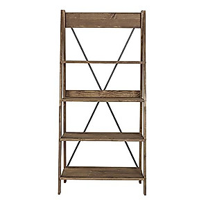 Walker Edison X Back Modern Farmhouse Wood Bookcase Bookshelf Home Office Living Room Storage, 4 Shelves, Brown