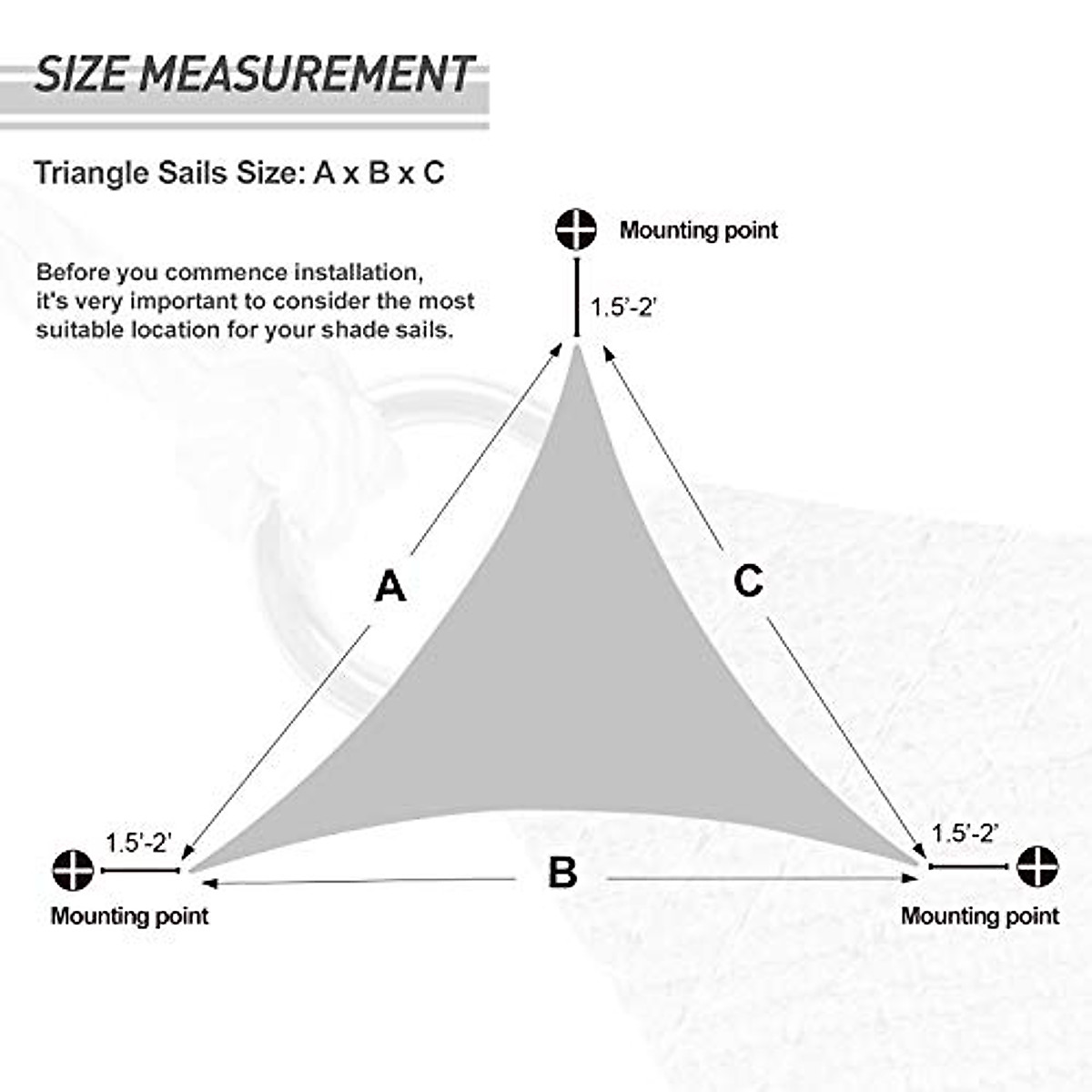 EAGLE PEAK Sun Shade Sail Triangle Canopy 16' x 16' x 16' UV Block Awning for Outdoor Patio Lawn Garden Backyard Deck (Terra)