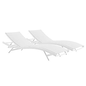 Modway EEI-4038-WHI-WHI Glimpse Outdoor Patio Mesh Chaise Lounge Set of 2, White White