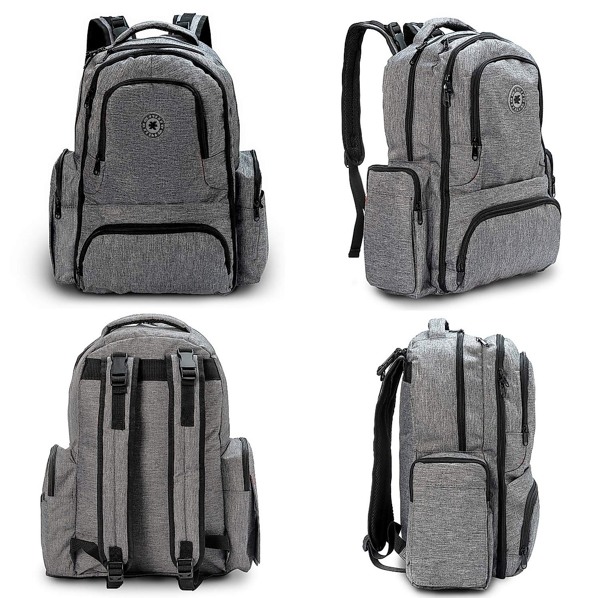 Diaper Tote Baby Nappy Messenger Bag Travel Purse For Mom & Dad w/Stroller Straps & Changing Pad Grey… (Tote)