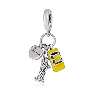 ARTCHARM I Love New York Statue of Liberty Charm 925 Sterling Silver European-Style Bead Charm