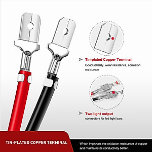 Nilight 2PCS 16 AWG 20 Feet Wiring Harness Extension Kit for LED Light bar Work Light LED Pods Off Road Lights Driving Fog Light Boat Lighting, 2 Years Warranty