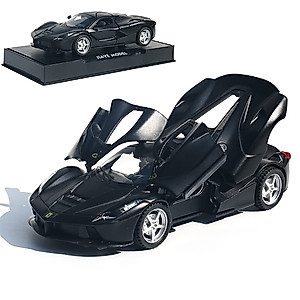 Compatible for 1:32 Ferrari Sportscar Race Car Model Toy for Kids Boy Girl or Adult Ideas Gift, Pull Back Toy Car Alloy Diecast Vehicle w/Sound & Light, for LaFerrari Lovers or Child (Black)