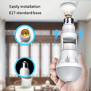Light Bulb Security Camera, 360 Panoramic Camera Light Bulb, Smart Camera Lamp with Adjustable Bracket, Floodlight and Infrared Night Vision, Motion Detection, Alarm Events, V380 App & PC Software/C6