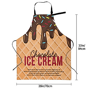 TONYSTAR Ice Cream Cute Aprons for Women with Pockets | 28 X 33 Inches | Cooking, Baking, Kitchen, Chef, Men's Apron | Christmas Gift | Waterproof and Adjustable Strap at Neck & Waist Ties