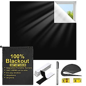 Preboun Portable Blackout Window Curtains 236" x 57" Blackout Blind Curtains Shades for Bedroom Baby Nursery Window, Dorm Room, Office Blackout Window Cover or Travel Use