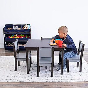 Humble Crew, Espresso/Grey Modern Toddler Table & 4 Chair Set