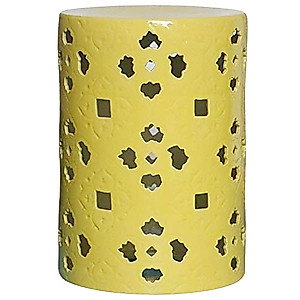 JCAKES Decorative Ceramic Garden Stool, Glazed Hollow Changing Stool, Suitable for Living Room, Balcony, Garden, Etc. (Color : Yellow)