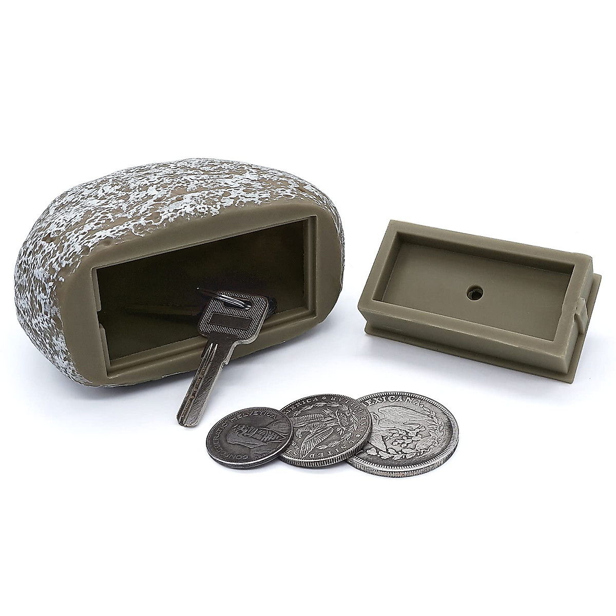 Spare Key Hider Fake Rock Garden Decoration Safe Holder For Outdoor Yard Large Size Design (3.9×2.9×5 inchs)