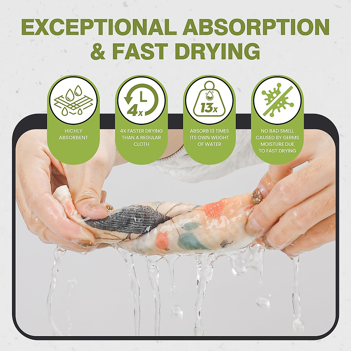 Yelasenari Swedish Dishcloths for Kitchen Reusable 6 Pack Kitchen Towels No Odor Quick-Drying Papaya Reusable Paper Towels Reusable Paper Towels Washable for Countertop Sink Kitchen Flower Bird