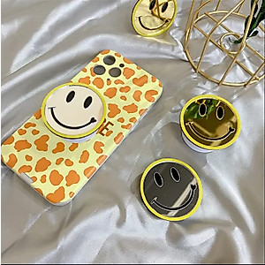 COMMONKUNST 3D Cute Smile face Mirror Collapsible Expandable Multi Functional Mobile Phone Grip & Kicktand (Smile face Mirror)