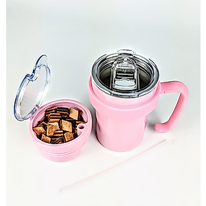 JOVIAL All In One Insulated Snack and Drink Cup 12 Oz-Glitter Pink