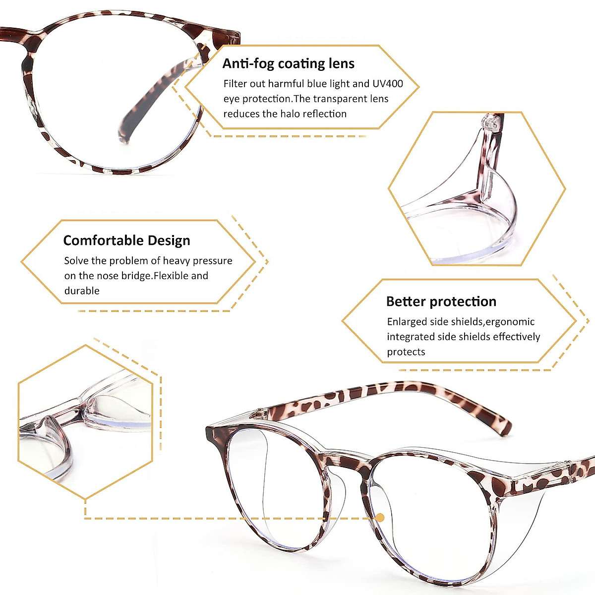 Outray Anti Fog Safety Glasses Stylish UV Protection Anti Scratch for Women for School Outdoor Work