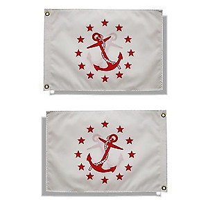 12x18 Nautical Ensign White Anchor Stars Commodore Boat Double Sided Nylon Flag House Banner Double Stitched Fade Resistant Premium Quality