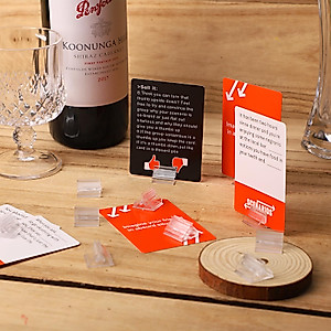 lasuroa 60pcs Place Card Holders, 0.75 Inch Clear Acrylic Business Card Holder Table Number Place Card Holder Game Card Stands for Wedding Photo Displaying Memo Labels Menus