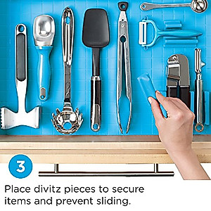 KMN Home, DrawerDecor, Customizable Organizer, Drawer and Shelf Cabinet Liners, Non Slip and Easy Clean, 16 Pieces – Sky Blue