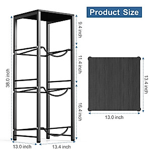 DIRZA 5 Gallon Water Jug Holder with Top Shelf, 3 Tier Water Bottle Holder,Heavy Duty Water Storage Rack for Water Cooler Jug,Water Jug Stand Organizer for Home Kitchen Office Brilliant Black
