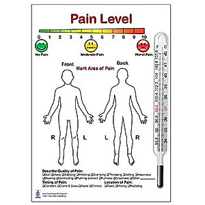 Pain Level Support Card Chart for Adult and Child, Two Sided Medical Pain Level Card