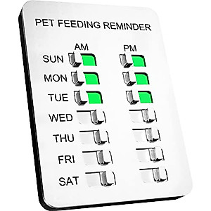 YARKOR Dog Feeding Reminder Magnetic Reminder Sticker,AM/PM Daily Indication Chart Feed Your Pets,Fridge Magnets and Double Sided Tape - Prevent Overfeeding or Obesity (Sliver)