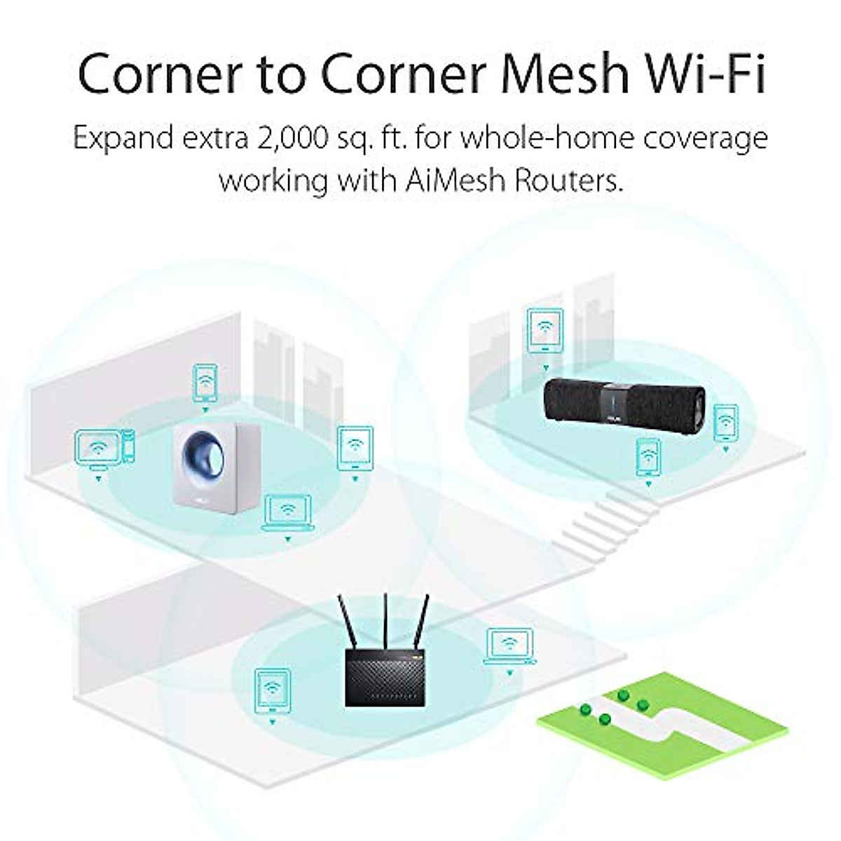 ASUS AX6100 WiFi 6 Gaming Mesh Router (RT-AX92U 2 Pack) - Tri-Band Gigabit Wireless Internet Router, Gaming & Streaming, AiMesh Compatible, Included Lifetime Internet Security, Adaptive QoS