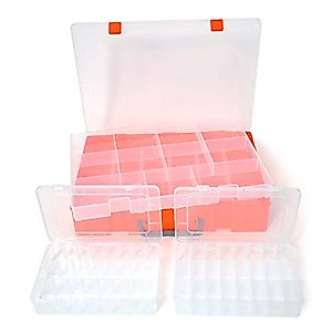 3 Pack Plastic Organizer Container,Plastic Storage Box with Adjustable Dividers for Jewelry Toy Cosmetics Craft Fuse Beads Nuts Pills Tackle and Screwdriver