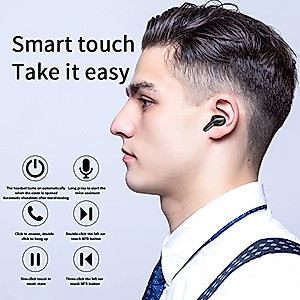 Hksany Wireless Earbuds Bluetooth 5.0 Headphones with USB C Fast Charge Noise Canceling Mics 44H Playtime Touch Control Water Resistance Hi-Fi Stereo Earphones for iOS/Android/Business/Exercise/Work