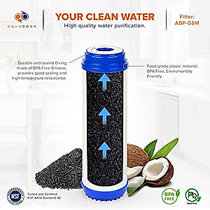 Aquaboon Premium 5 Micron 10" x 2.5" Coconut Shell Granular Activated Carbon (GAC) Water Filter Replacement Cartridge, 6 Pack