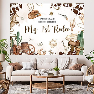 Hilioens 7×5ft My 1st Rodeo Backdrop Western Cowboy First Birthday Background for Girl Wild West Cactus Mexican Cowboy Party Decorations Banner Supplies