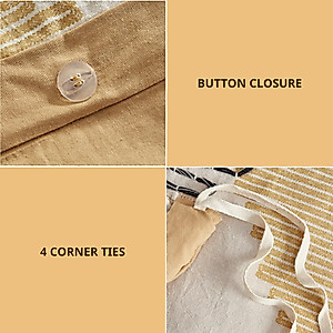 INK+IVY Queen Duvet Cover Set, Southwestern Geometric with Decorative Embroidery, Boho Duvet Set Queen, Pre-Washed Cotton Duvet Queen Set Bedding Cover, 2 Shams, Arizona, Full/Queen Yellow 3 Piece