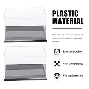 Cabilock 6pcs Transparent Plastic Boxes Natural Rough Mineral Specimen Display Cases Countertop Boxes Cube Transparent Display Boxes Pop Figures Display Collectibles Mineral Specimen